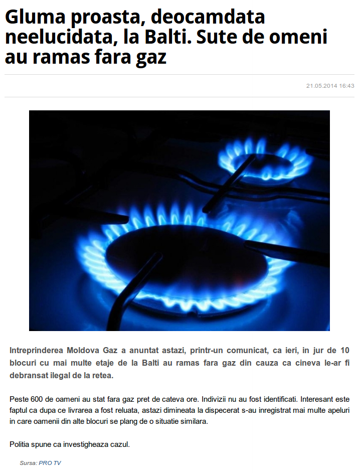 Pro TV — Gluma proasta, deocamdata neelucidata, la Balti. Sute de o...